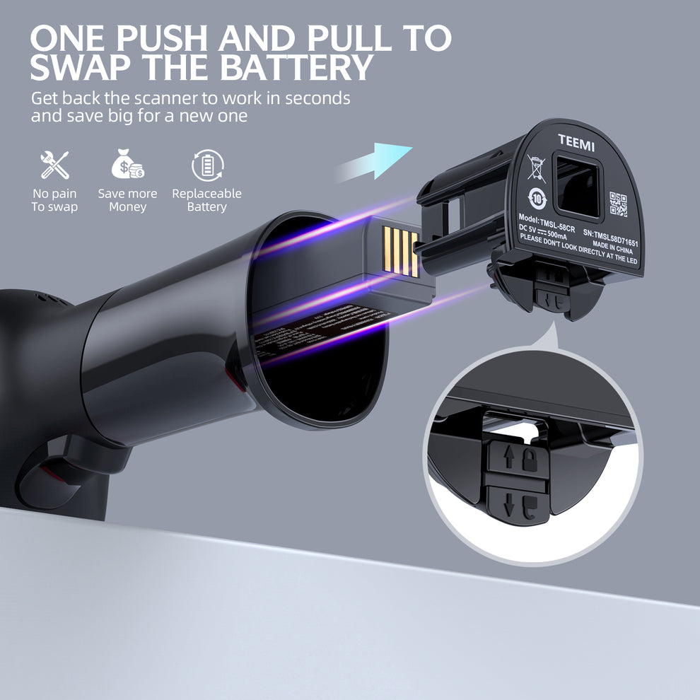 TEEMI TMSL-58CR 1D/2D Bluetooth Barcode Scanner with Smart USB Cradle ...
