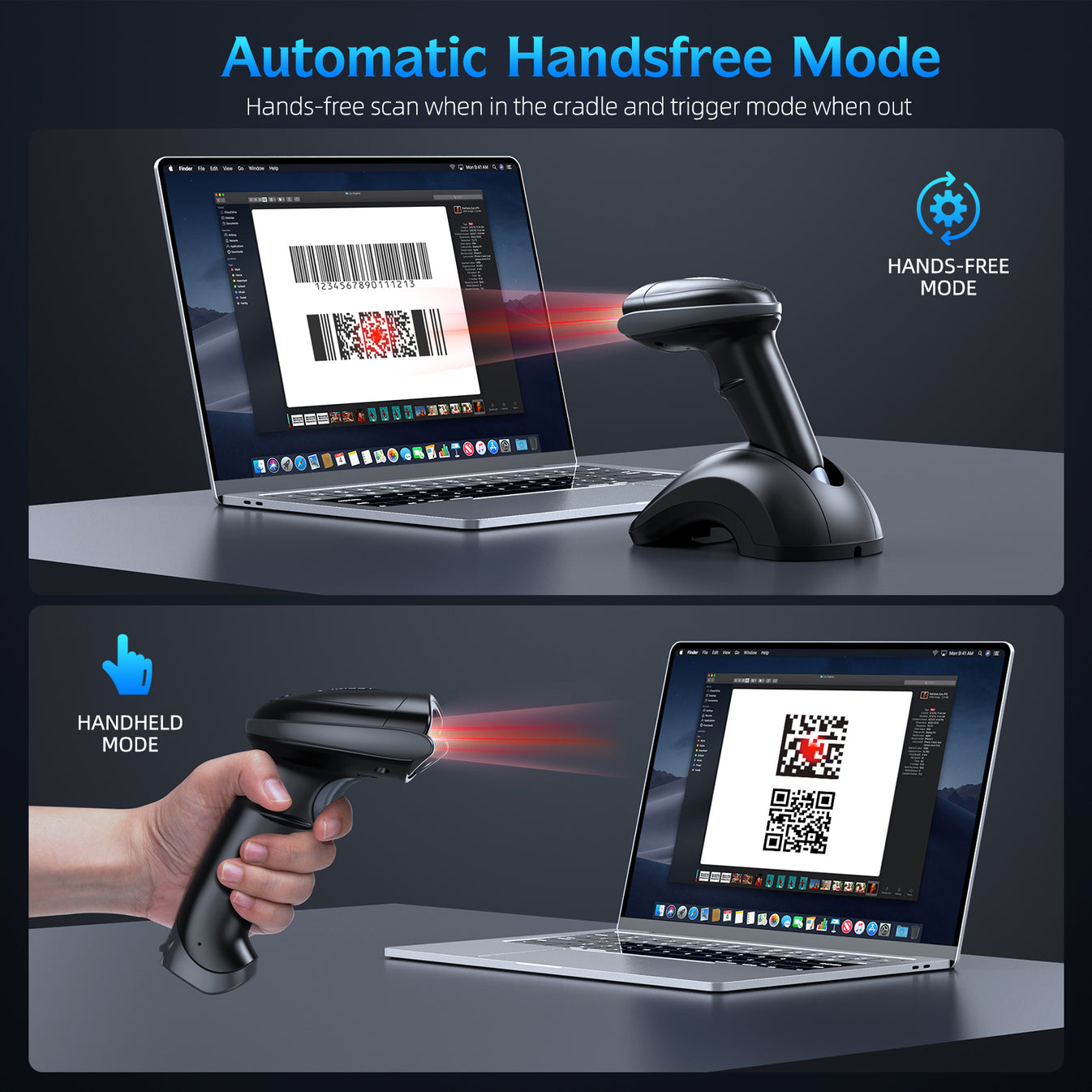 TEEMI TMSL-55CR 1D 2D Bluetooth Barcode Scanner with USB Cradle Data R ...