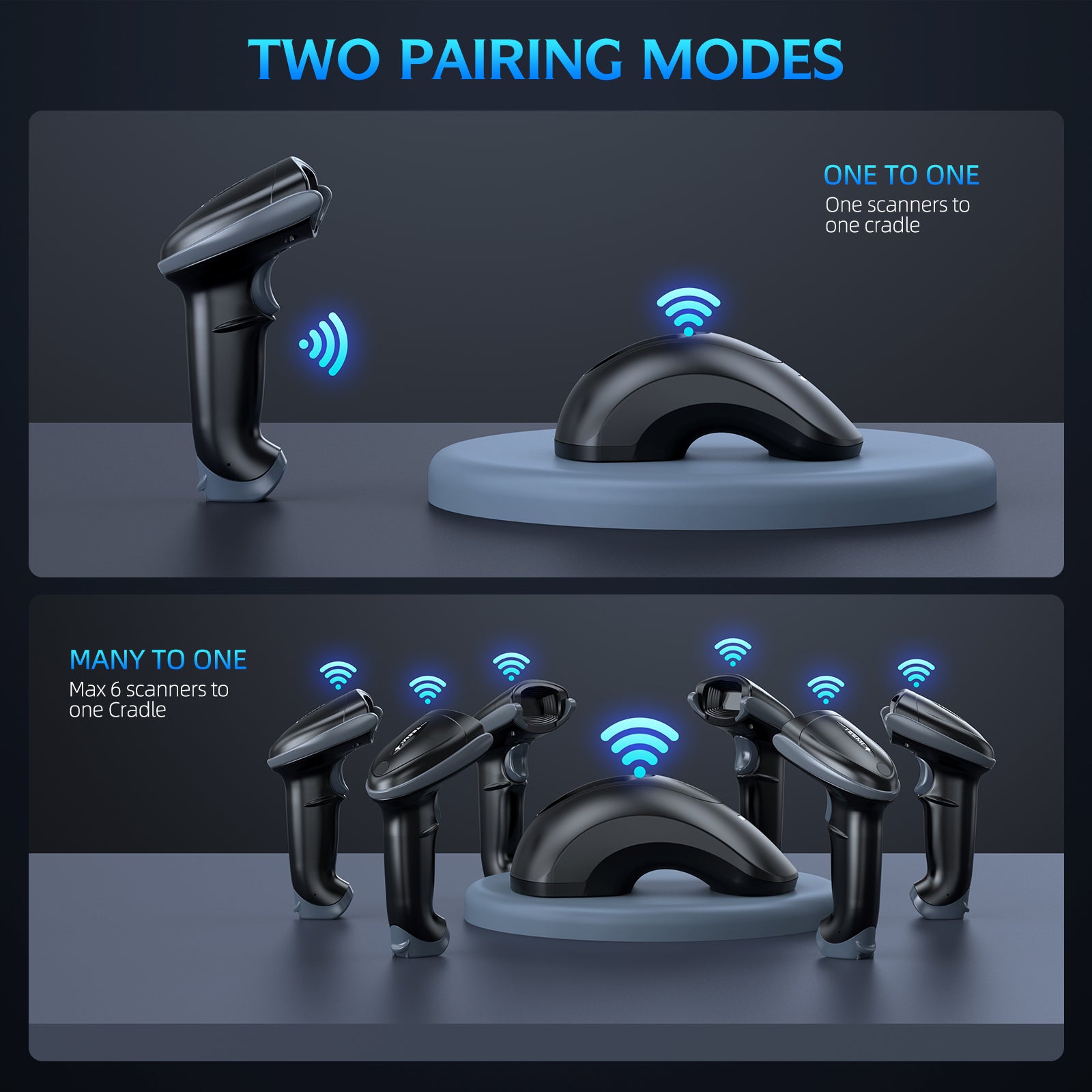 TEEMI TMSL-55CR 1D 2D Bluetooth Barcode Scanner with USB Cradle Data R ...