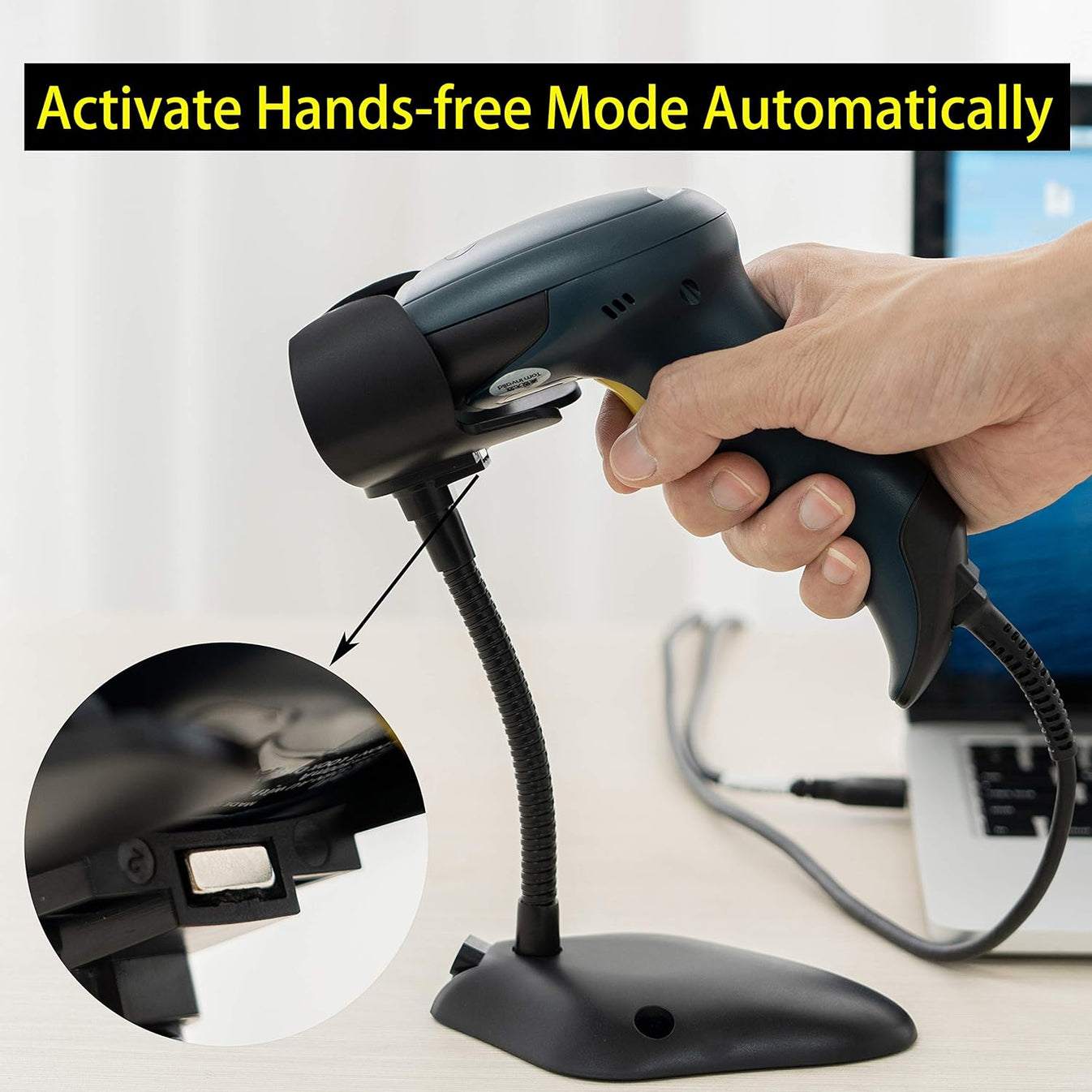 TEEMI T26N-AU 2D QR Barcode Scanner, USB Wired Virtual COM Port Handhe ...